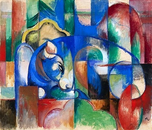 Wandbild Franz Marc, Liegender Stier. 1913. 1913
